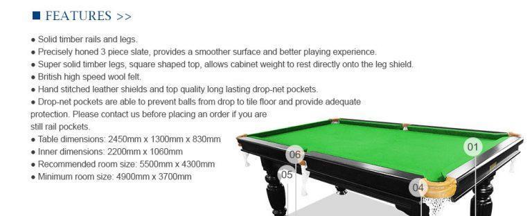 8Ft Slate Pool Table Blue Felt Black Beam With Dining | DMA